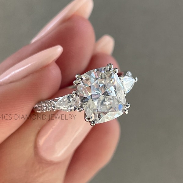 Elongated Cushion Cut Cathedral Setting Ring - Etsy