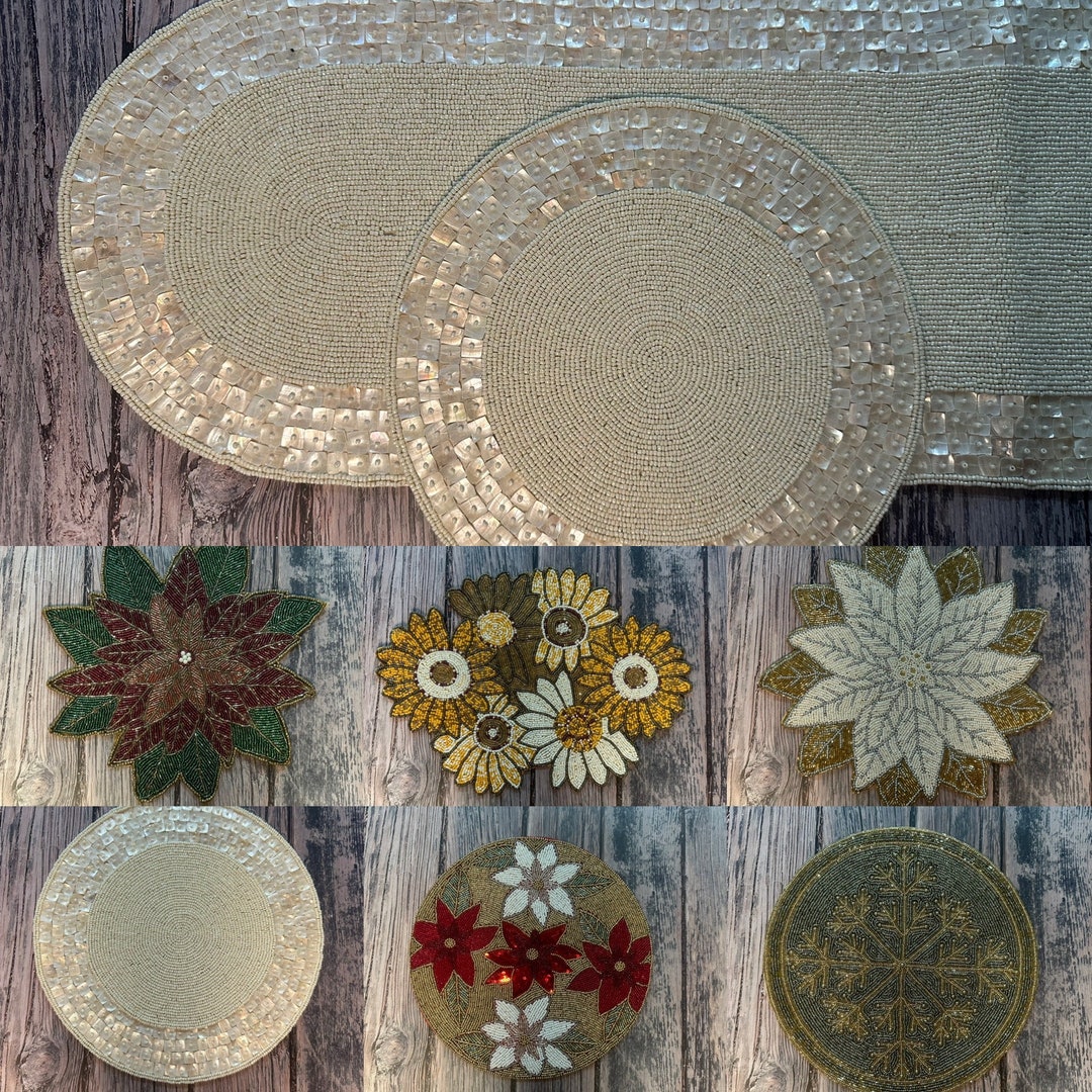 Placemats, Bead Placemats, Wedding Table Decor, Luxury Kitchen Decor ...