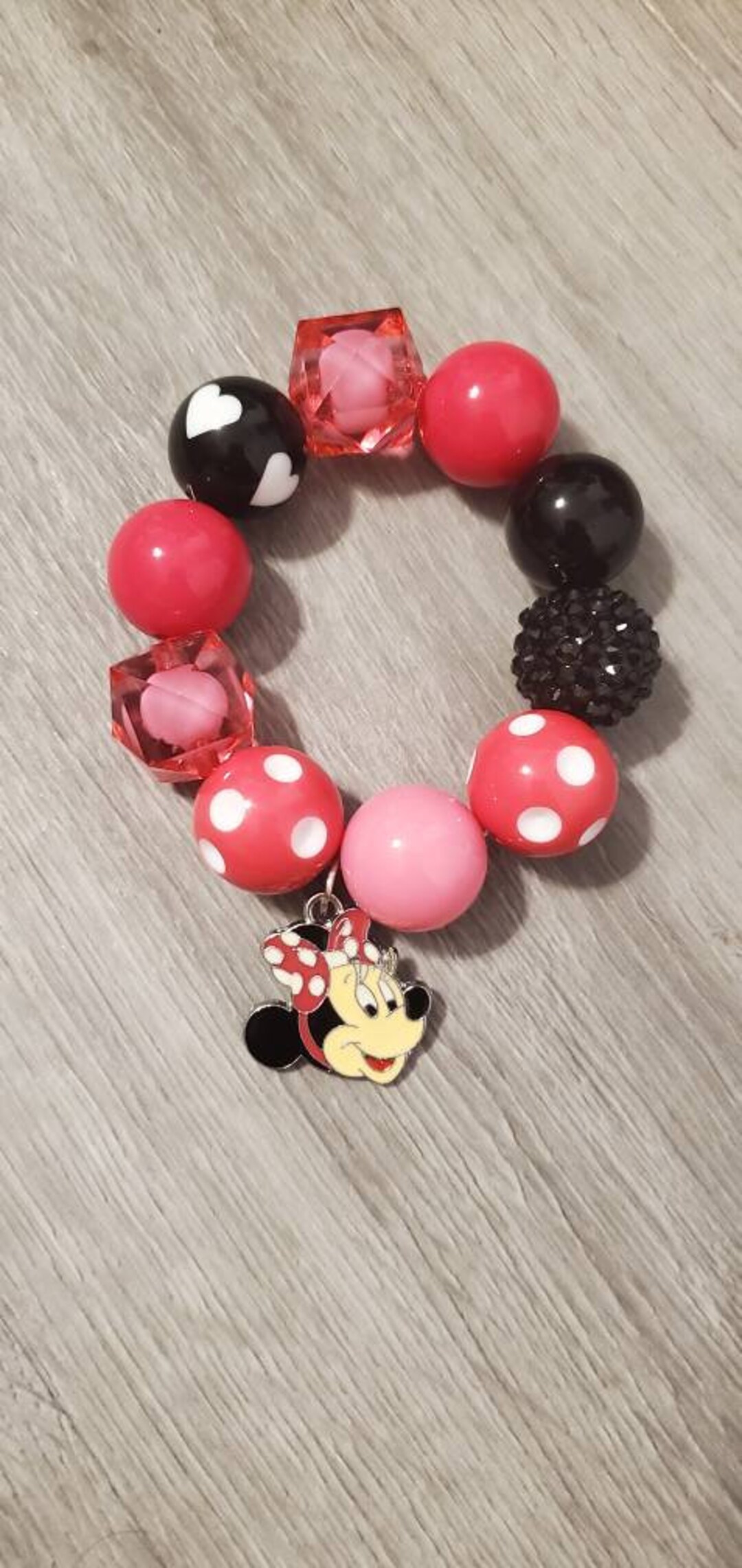 Minnie Mouse Beaded Bracelet With Minnie Charm - Etsy