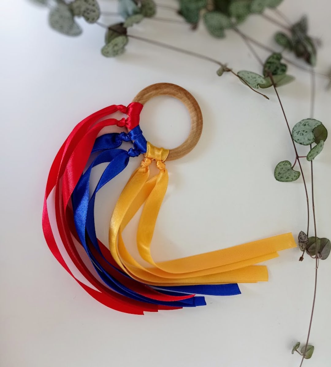 Ribbons Ring, Montessori Sensory Wooden Ring , Sensory Ribbons on Ring ...