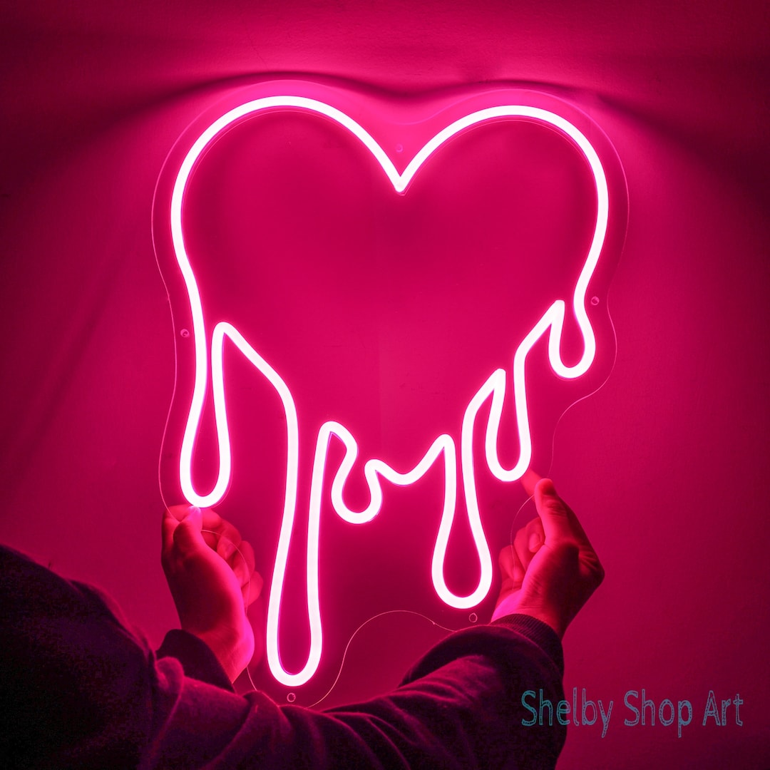 Melting Heart Led Neon Sign Dripping Heart Neon Signs for - Etsy Singapore