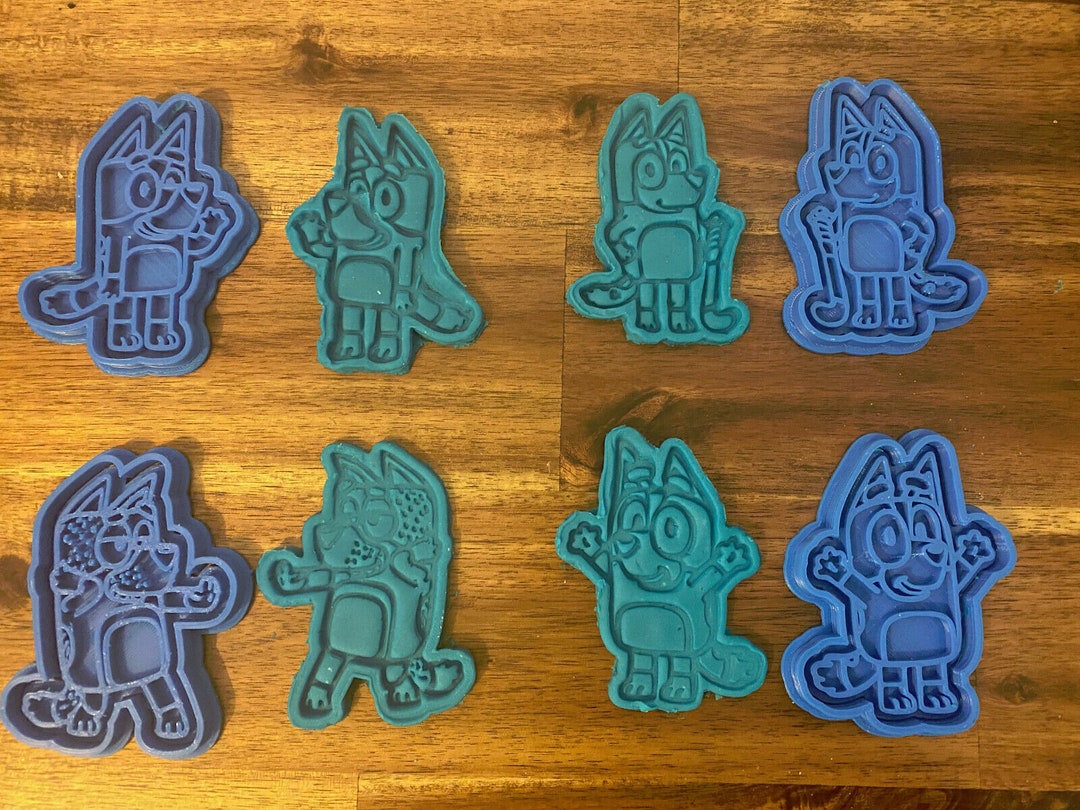 4 Piece Bluey Cookie Cutter & Stamps Set of 4 Characters Free Shipping ...
