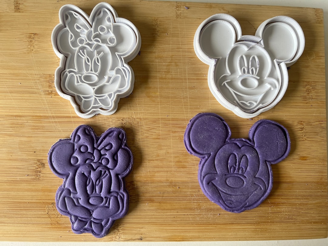 Mickey AND Minnie Mouse Cookie Cutters Biscuit Fondant Cutter Embosser ...