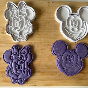 Mickey AND Minnie Mouse Cookie Cutters Biscuit Fondant Cutter Embosser ...