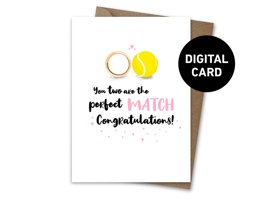 Printable Wedding Card, Tennis, Perfect Match Card, Digital Wedding ...