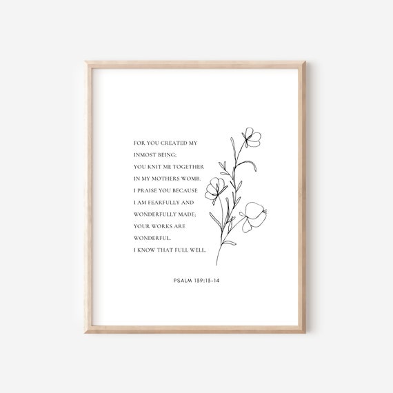 Psalm 139 Bible Verse Wall Art Modern Bible Quote - Etsy