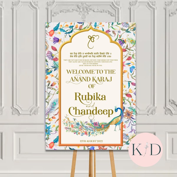 Welcome Sign Mendhi Sangeet Wedding Sign Customisable Anand Karaj ...