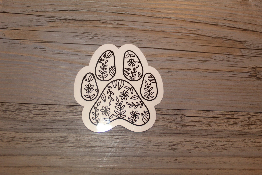 Floral Dog Paw Print Sticker | Waterproof Vinyl Decal - Etsy