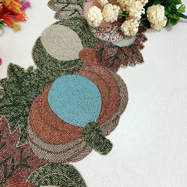 Beaded Pumpkin Table Runner - Etsy