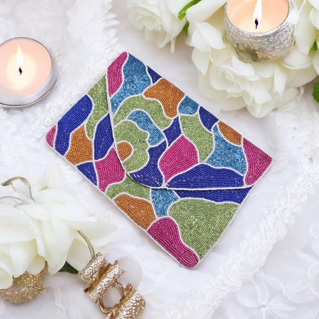 Beaded Clutch Bag, Crossbody Bag, Seed Bead Clutch Bag, Preppy Clutch ...