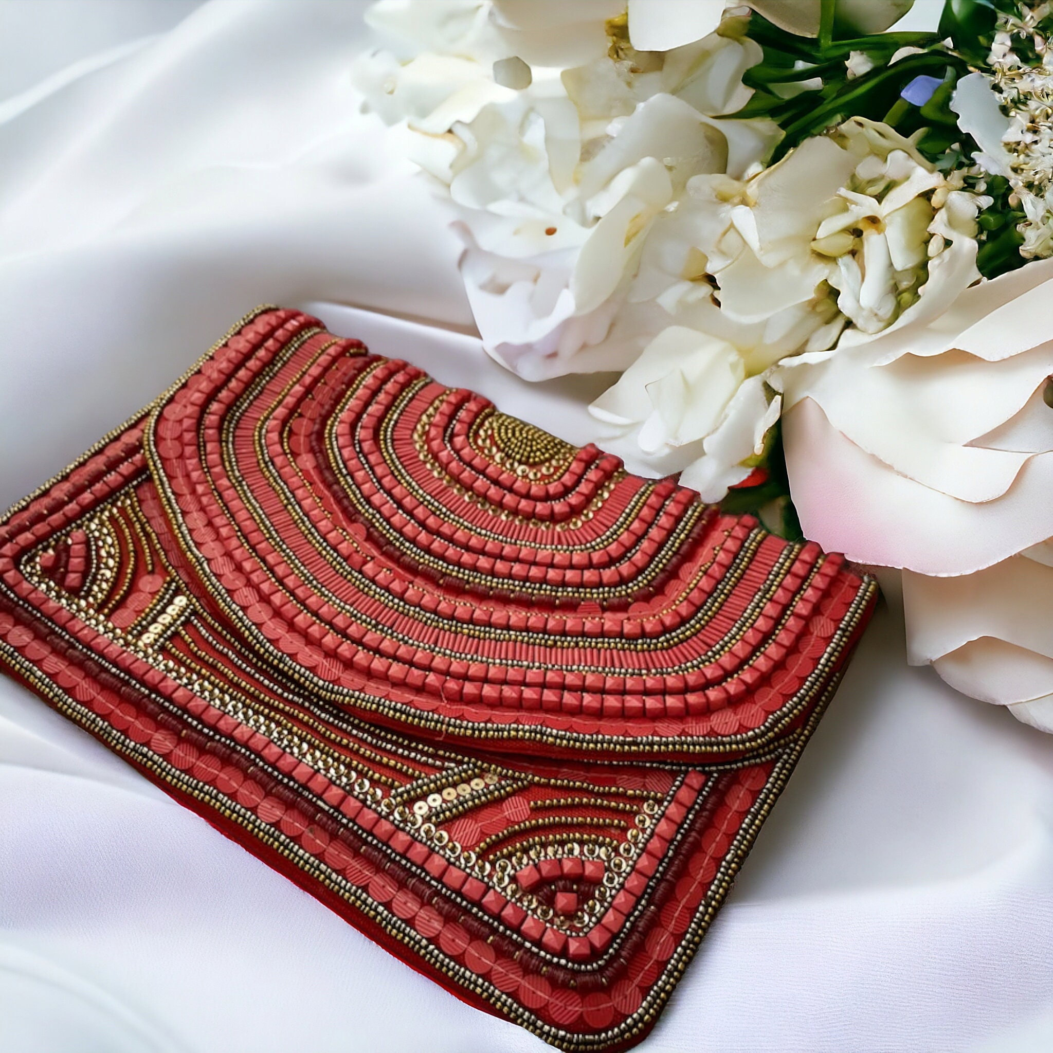 Beaded Clutch Bag, Seed Bead Bag, Boho Handbag, Vacation Bag, Party ...
