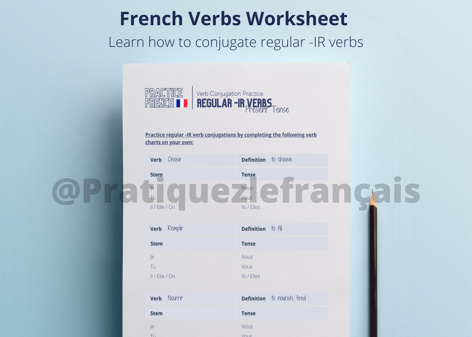 Learn How to Conjugate French Regular IR Verbs | French Verb ...