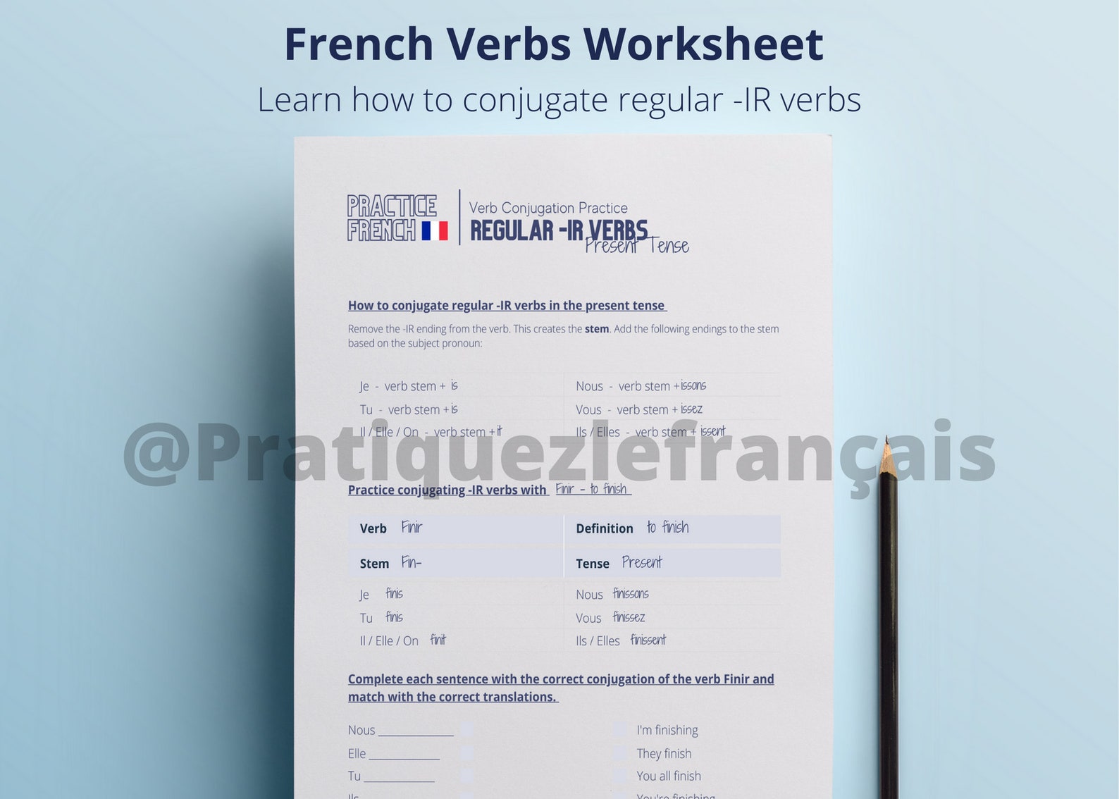 Learn How to Conjugate French Regular IR Verbs | French Verb ...