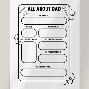 All About Dad Printable, Fathers Day Handprint Craft, All About My Dad ...