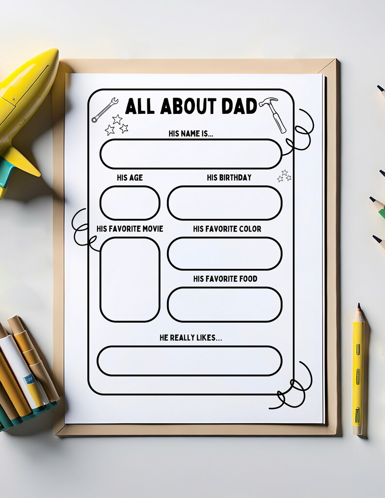 All About Dad Printable, Fathers Day Handprint Craft, All About My Dad ...