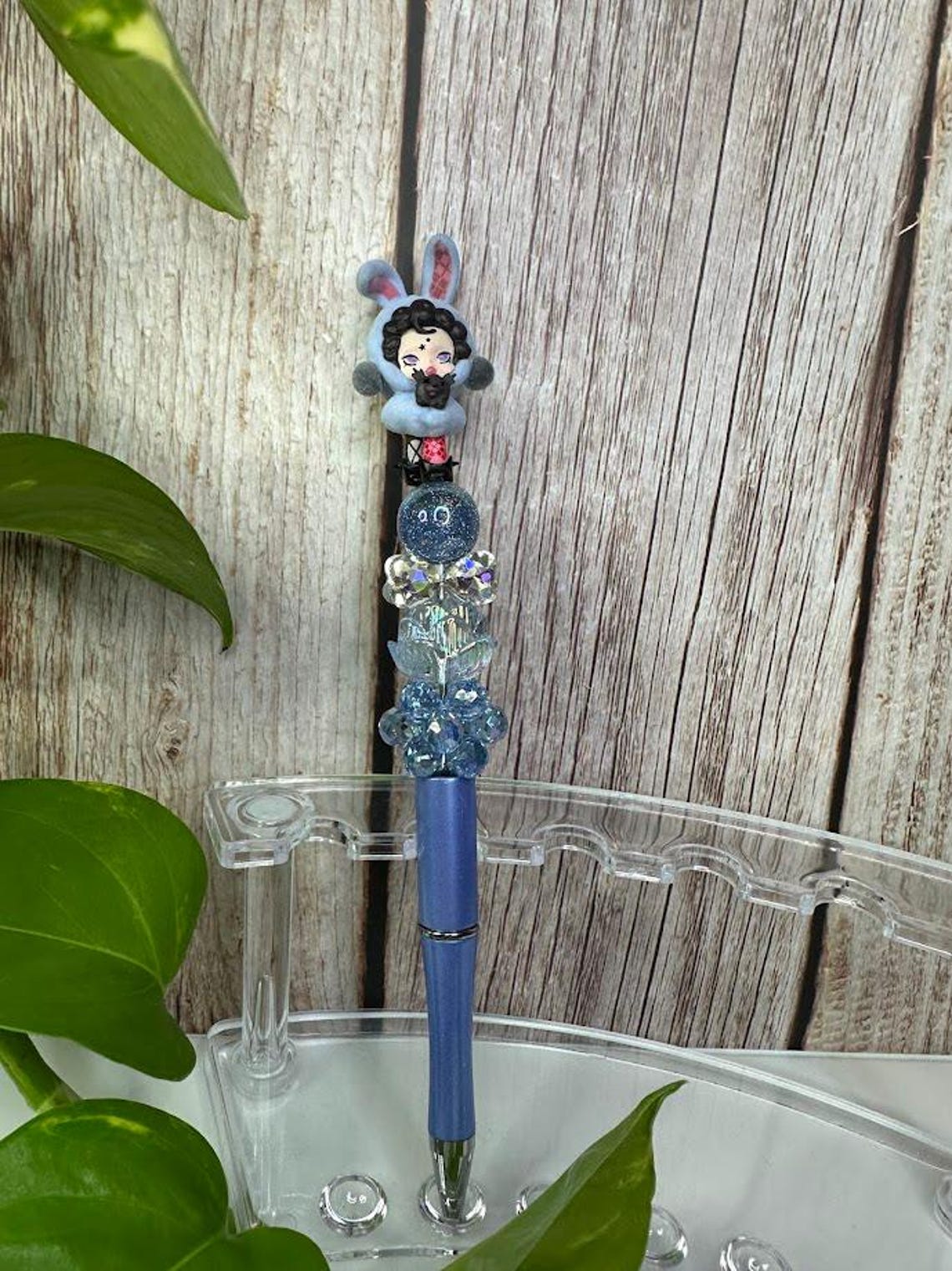 Blue Skull Panda Rhinestone Pen. Unique Gift, Moon Beaded Pen, Handmade ...