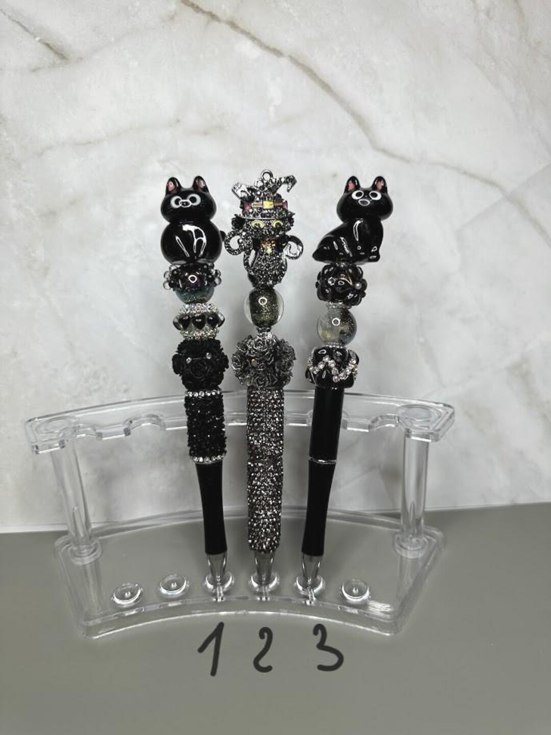 Black Cats Beaded Pen. Fancy Pens, Writing Smoothly, Black Color Ink ...
