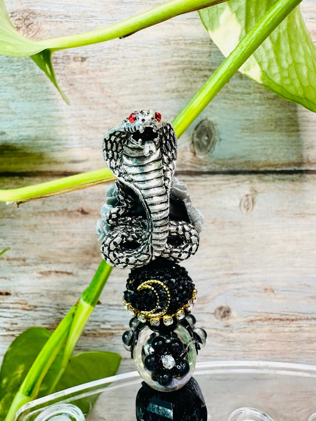 Snake Custom Beaded Pen, Black Pen, Rhinestone Pen, Handmade Beadable ...