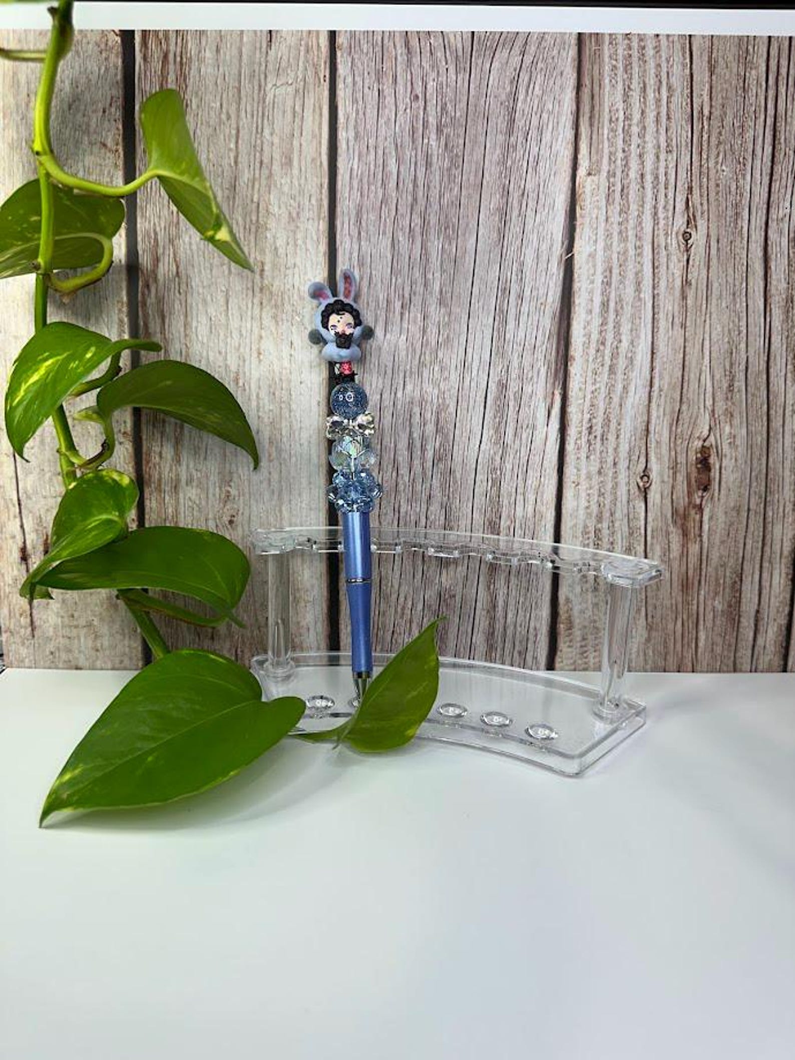 Blue Skull Panda Rhinestone Pen. Unique Gift, Moon Beaded Pen, Handmade ...
