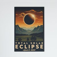 Solar Eclipse Vintage Travel Poster | Eclipse 2024 Wall Art Print ...