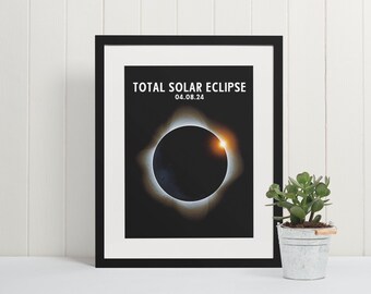 Solar Eclipse Vintage Travel Poster | Eclipse 2024 Wall Art Print | Total Solar Eclipse ...