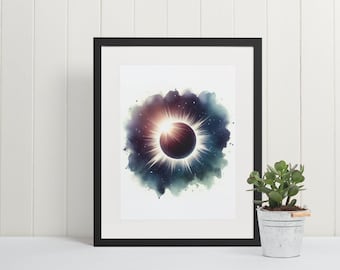 Solar Eclipse Vintage Travel Poster | Eclipse 2024 Wall Art Print ...