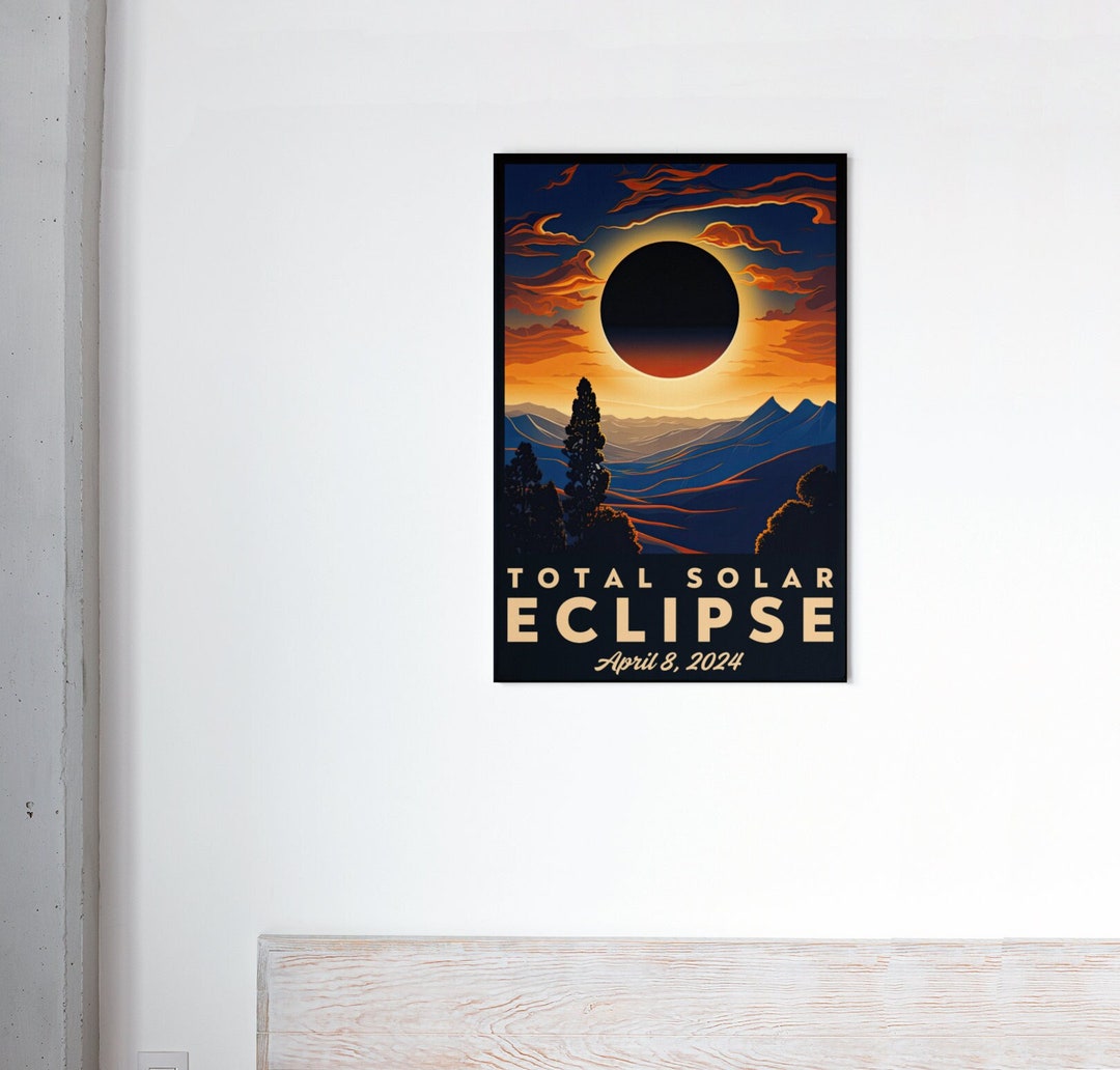 Solar Eclipse Vintage Travel Poster | Eclipse 2024 Wall Art Print ...