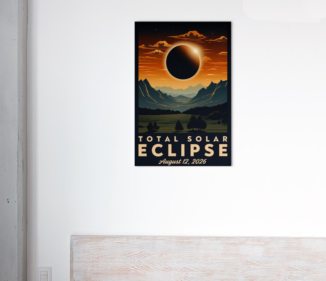 Total Solar Eclipse 2026 Travel Poster | Eclipse 2026 Wall Art Print | Solar Eclipse Printable ...