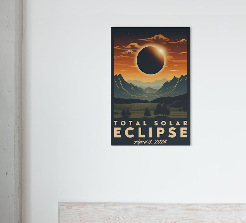 Solar Eclipse Vintage Travel Poster | Eclipse 2024 Wall Art Print ...