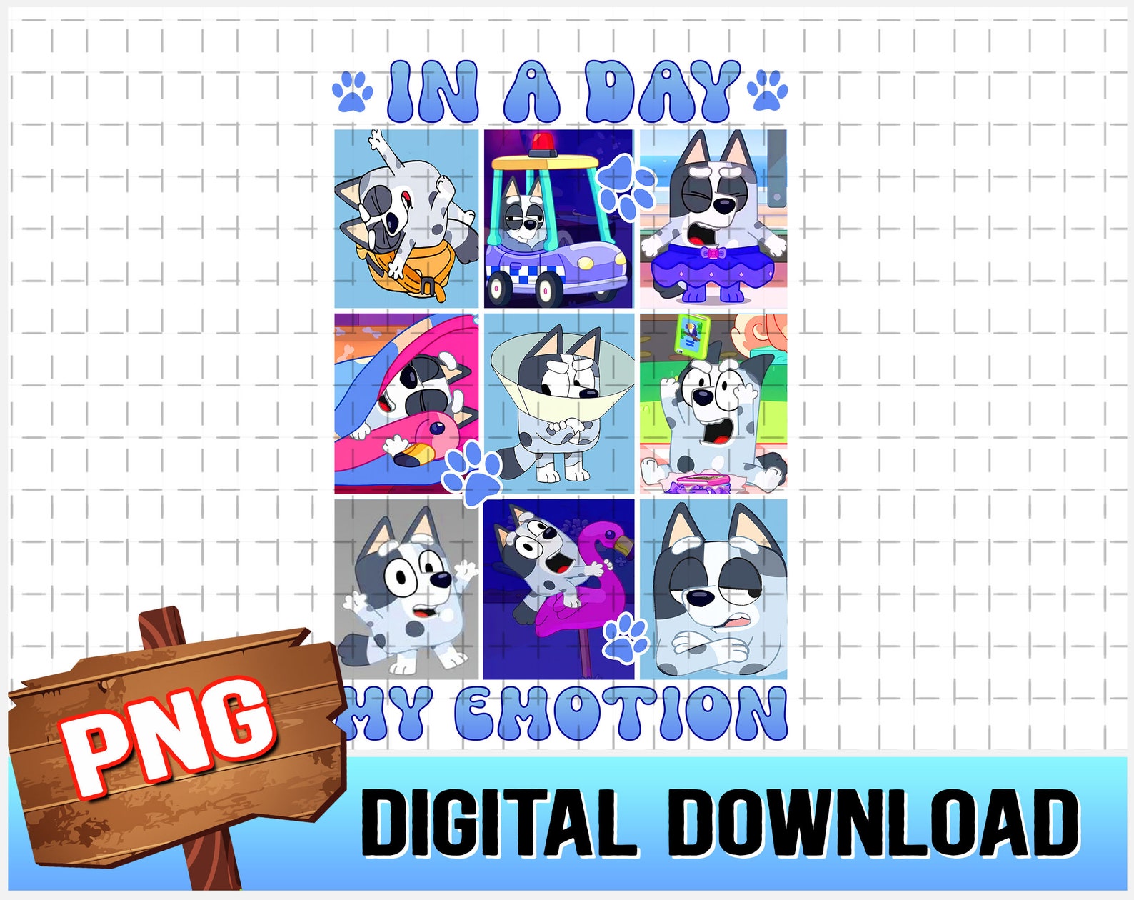 Bluey in A Day My Emotion PNG Bluey Emotion Png Bluey Family - Etsy