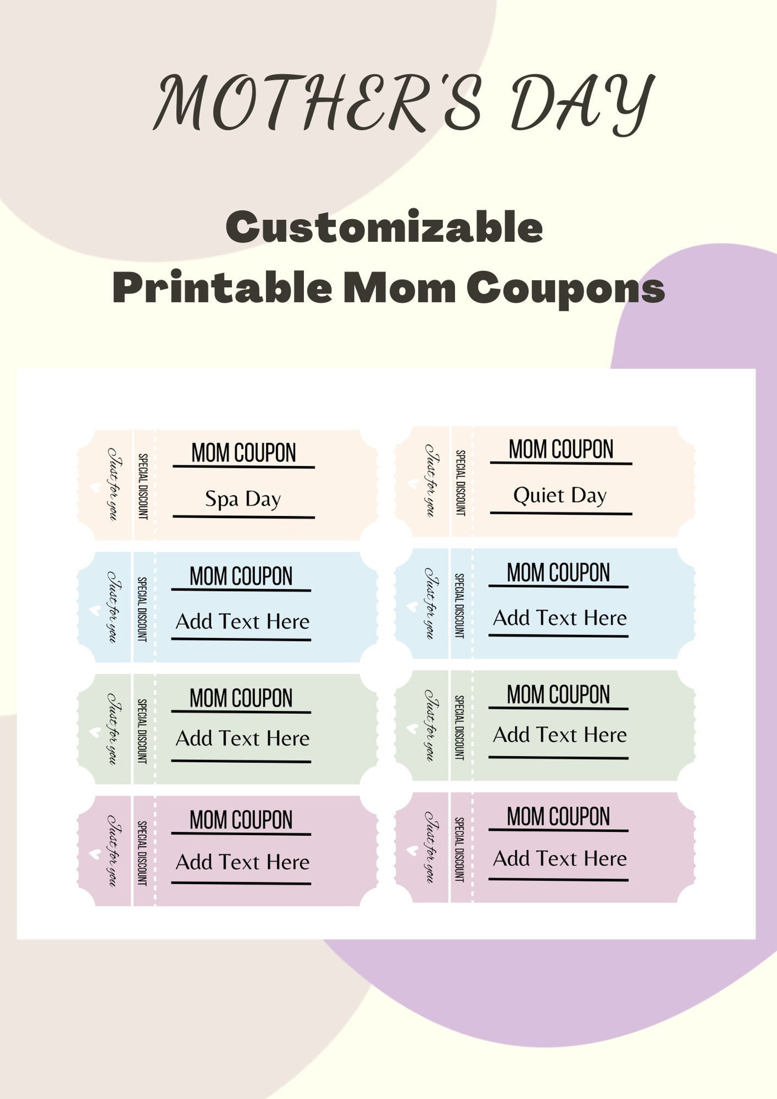 Mother's Day Coupon Book, Coupons From Kids, Printable Coupons ...
