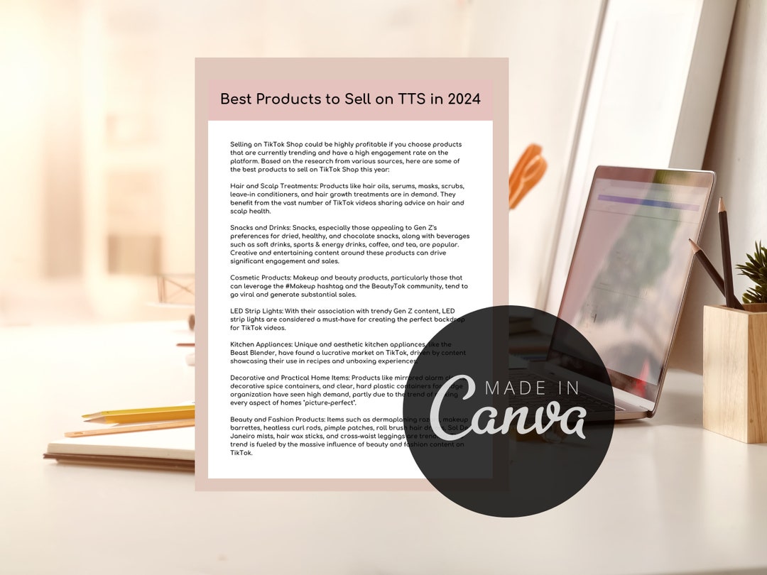 PLR Cheat Sheet Tiktok Shop Product Ideas for 2024, English, Spanish ...