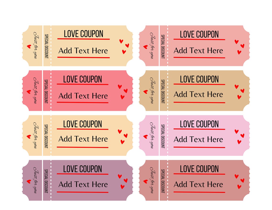 Customizable Love Coupons, Love Voucher, Gift for Him, Gift for Her ...