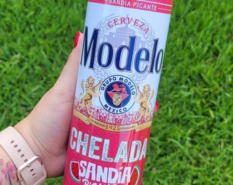 Modelo Chelada Sandia Sublimation Design, 20 Oz Skinny Tumbler, Tumbler ...