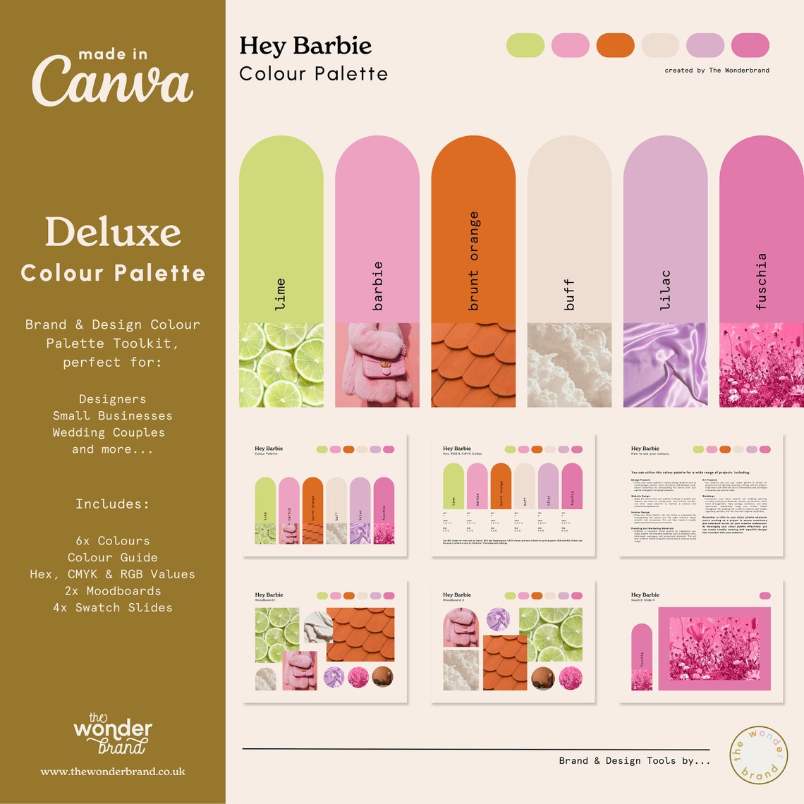 Deluxe Hey Barbie Brand Palette. Editable Canva Colour Palette With Hex ...