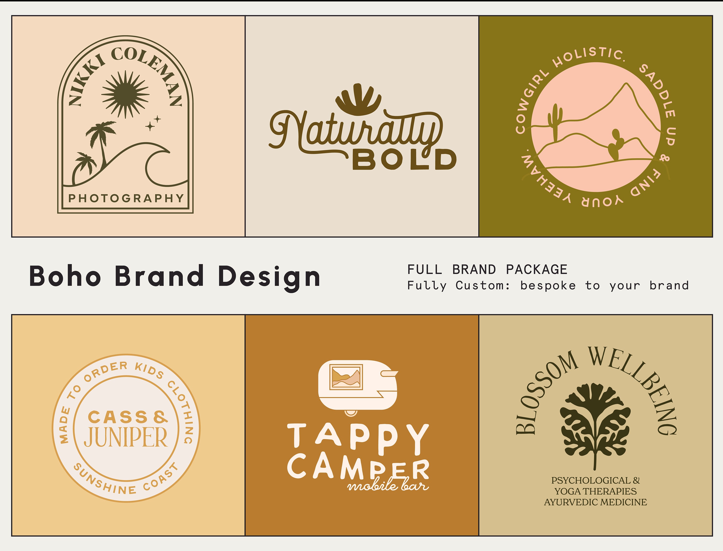 Custom Boho Branding Design, Custom Branding Design, Logo Design, Boho ...