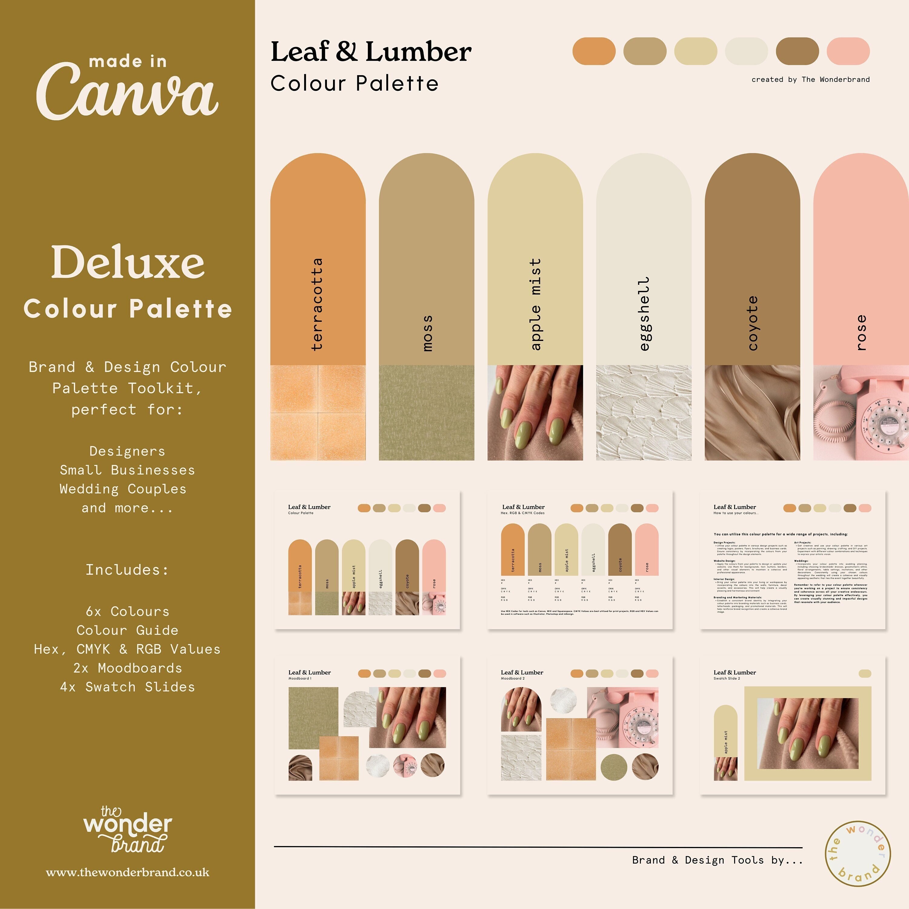 Deluxe Organic Tone Brand Palette. Editable Canva Colour Palette With ...