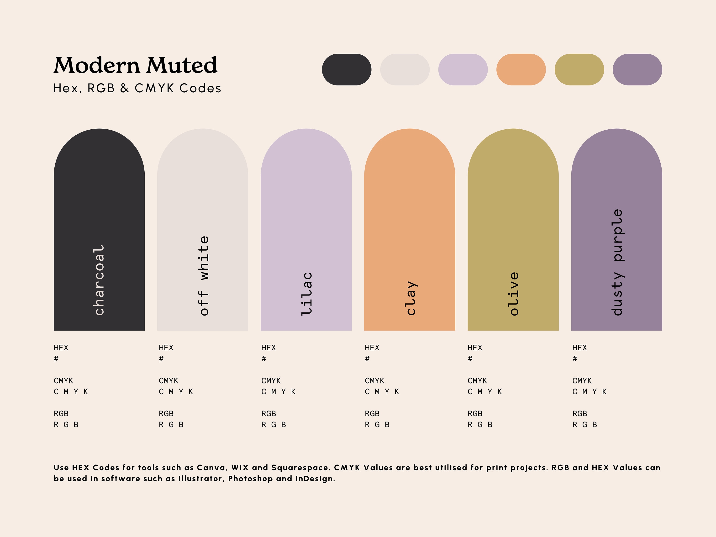 Deluxe Modern Muted Brand Palette. Editable Canva Colour Palette With ...