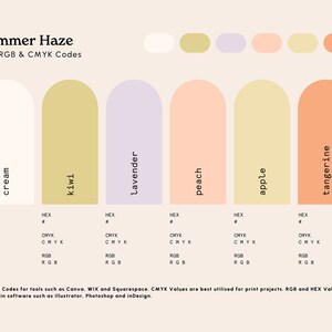Deluxe Summer Haze Brand Palette. Editable Canva Colour Palette With ...