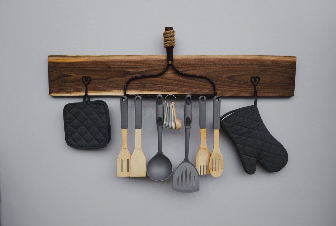 Handmade Live Edge Walnut Cooking Utensil, Coat/towel Rack - Etsy
