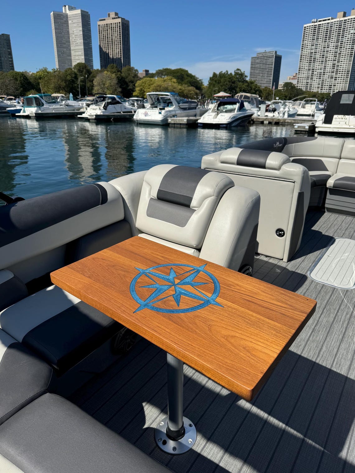 Custom Teak & Compass Rose Boat Table Tops - Etsy