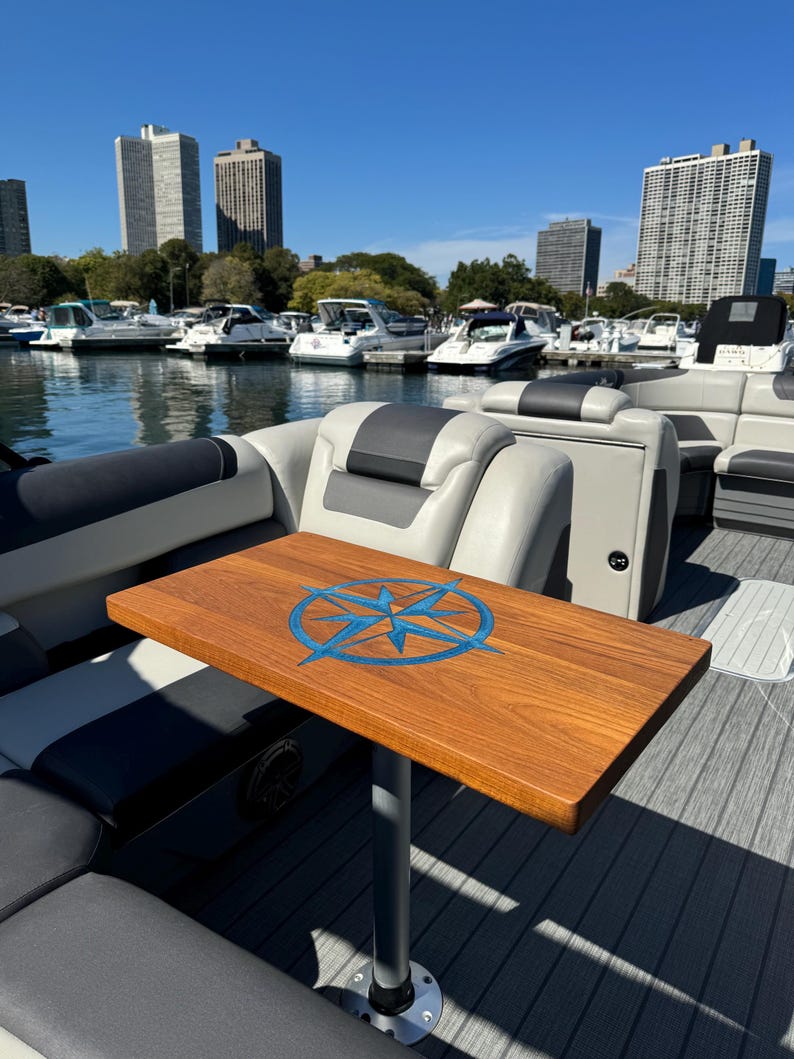 Custom Teak & Compass Rose Boat Table Tops - Etsy