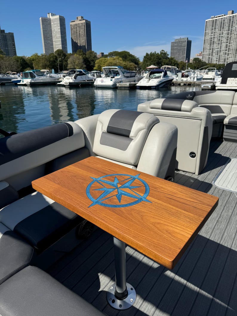 Custom Teak & Compass Rose Boat Table Tops - Etsy