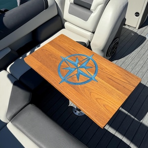 Custom Teak & Compass Rose Boat Table Tops - Etsy