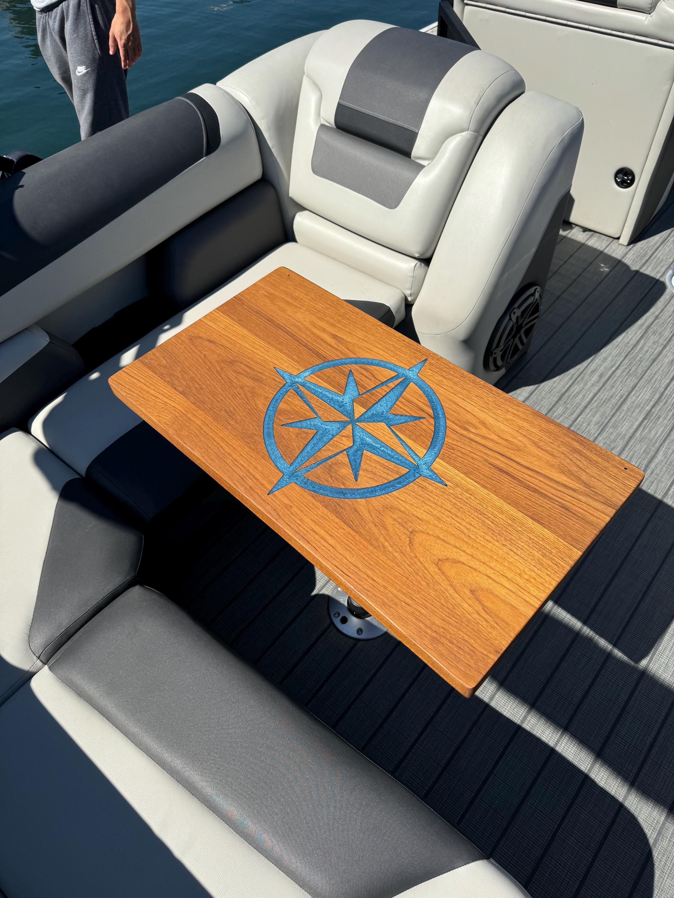 Custom Teak & Compass Rose Boat Table Tops - Etsy