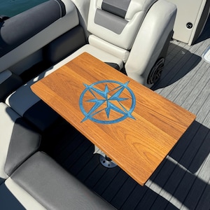 Custom Teak & Compass Rose Boat Table Tops - Etsy