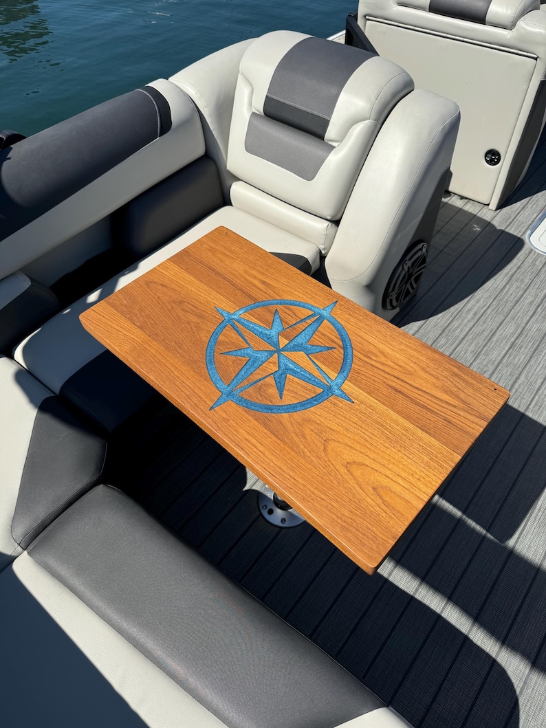 Custom Teak & Compass Rose Boat Table Tops - Etsy