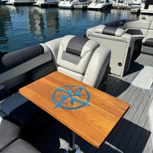 Custom Teak & Compass Rose Boat Table Tops - Etsy