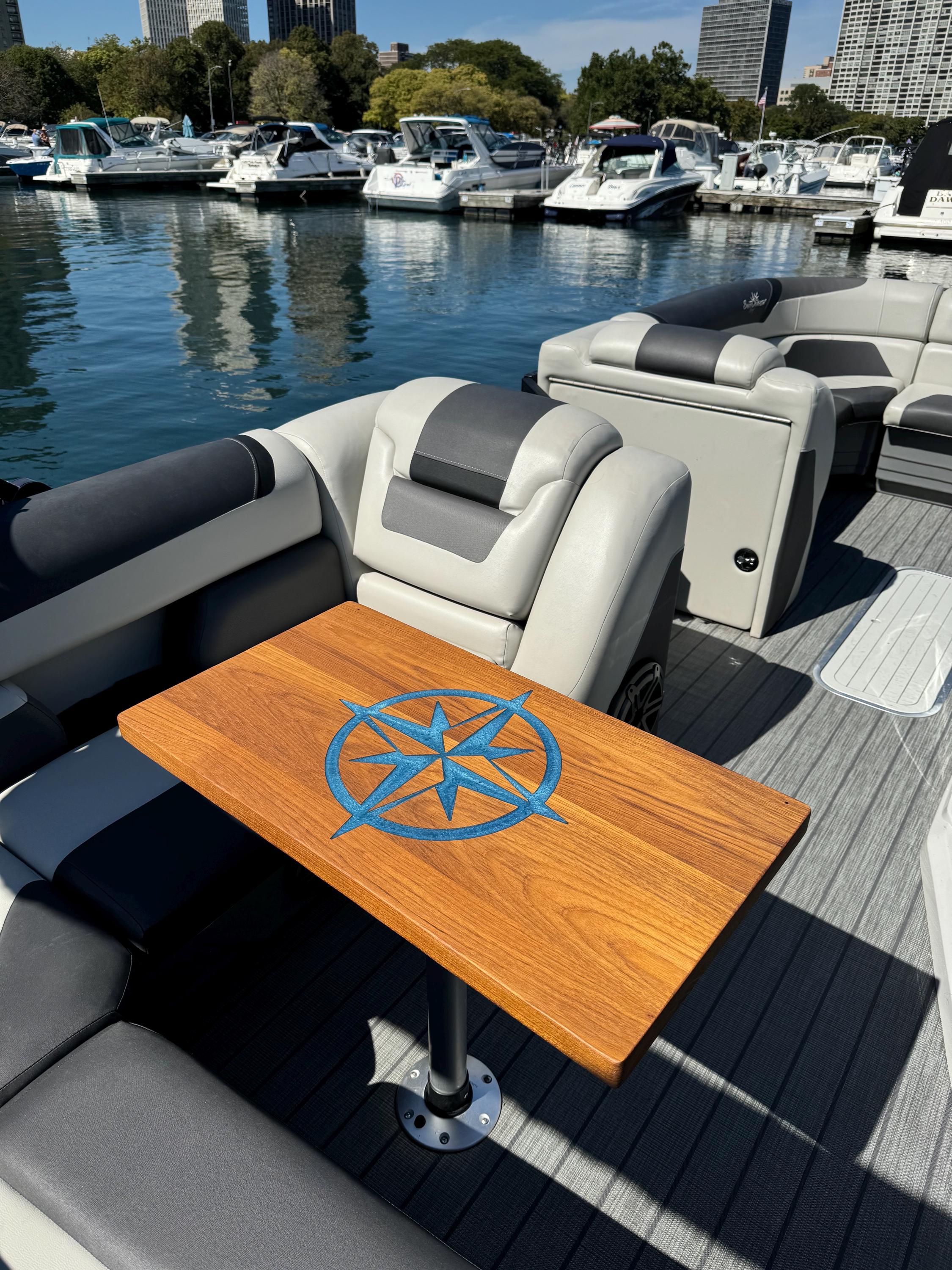 Custom Teak & Compass Rose Boat Table Tops - Etsy