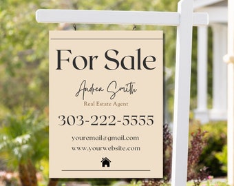 Real Estate for Sale Sign, Real Estate Yard Sign, Canva Template, Real ...
